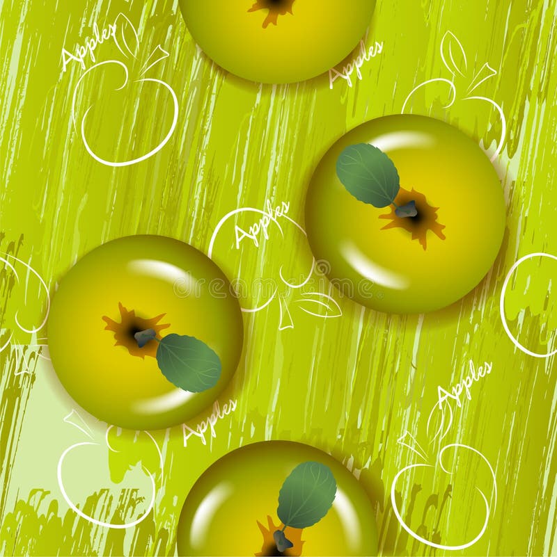 Apples Seamless Pattern. Green Apples on Embossed Texture with White ...