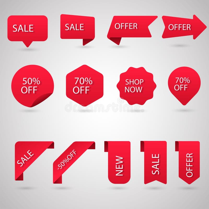 Set of Sale Tags and Labels. Shopping Stickers and Badges Vector Mockup ...