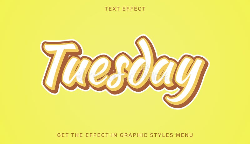 Tuesday Editable Text Effect in 3d Style Stock Vector - Illustration of ...