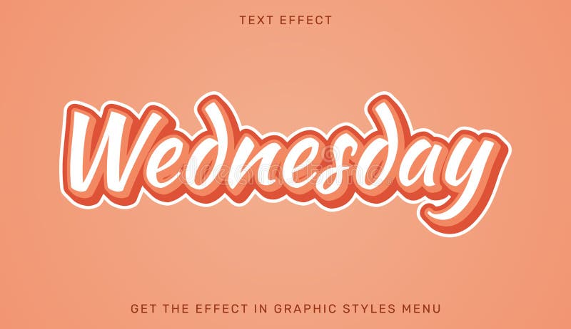 Wednesday Editable Text Effect in 3d Style Stock Vector - Illustration ...