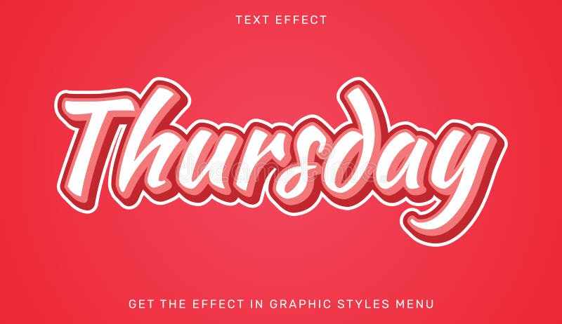 Thursday Editable Text Effect in 3d Style Stock Vector - Illustration ...