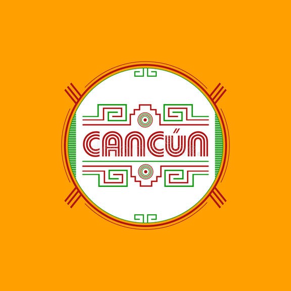 Cancun Mexico Emblem Maya Aztec Style Design Stock Vector ...