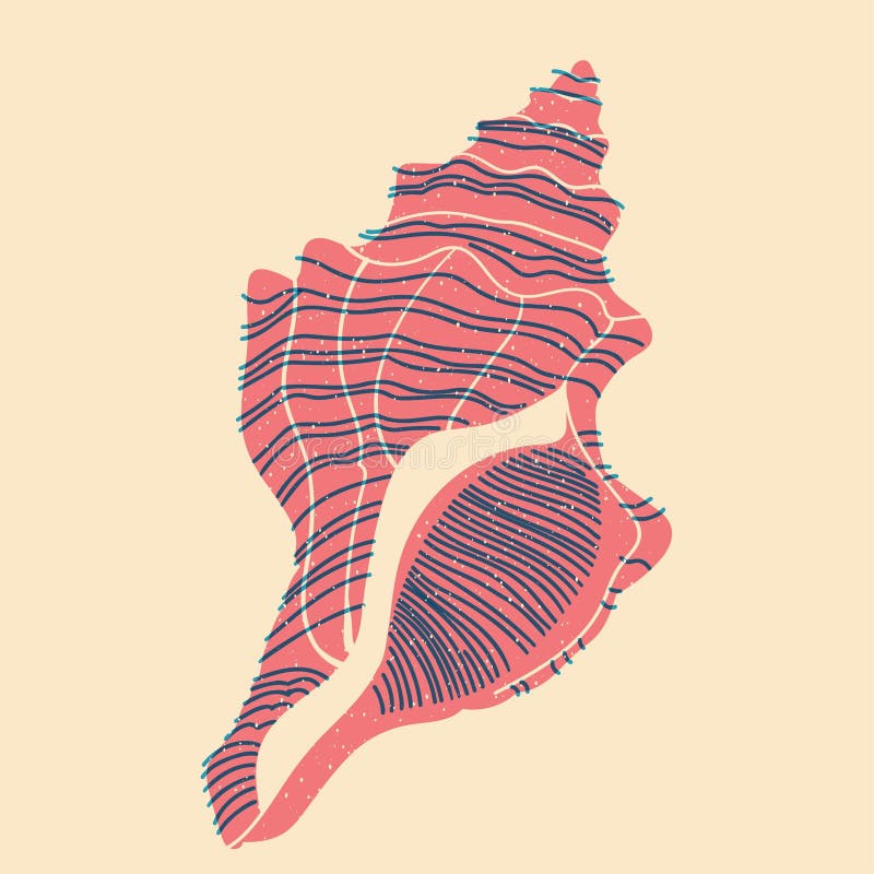 Sea Shell. Colorful Cute Screen Printing Effect. Riso Print Effect ...