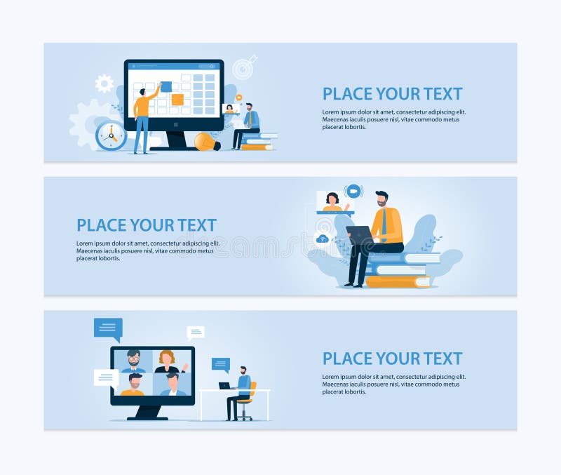 Business Smart Working with Online Video Conference Meetings. Team ...