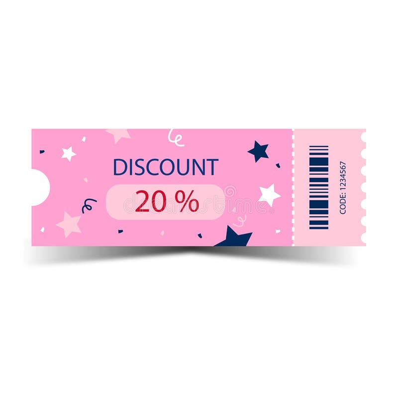 Discount Voucher, Gift Coupon Template with Ruffle Edges. Blue Coupon ...