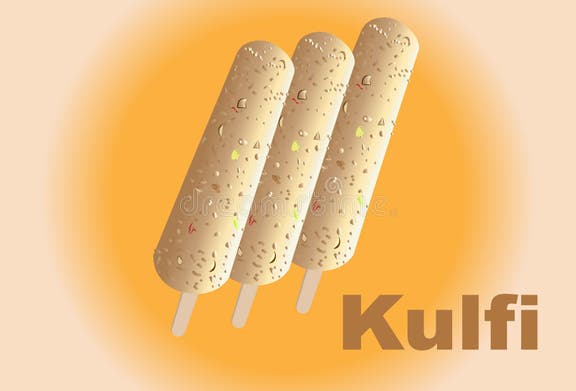 Indian Dish Kulfi. Frozen Milk Dessert. Vector Illustration. Stock ...