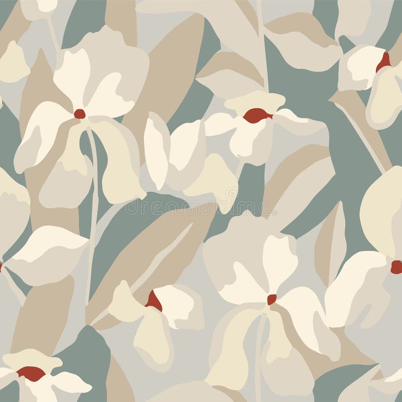 Flower Botanical Illustration Seamless Repeat Pattern Fashion and ...