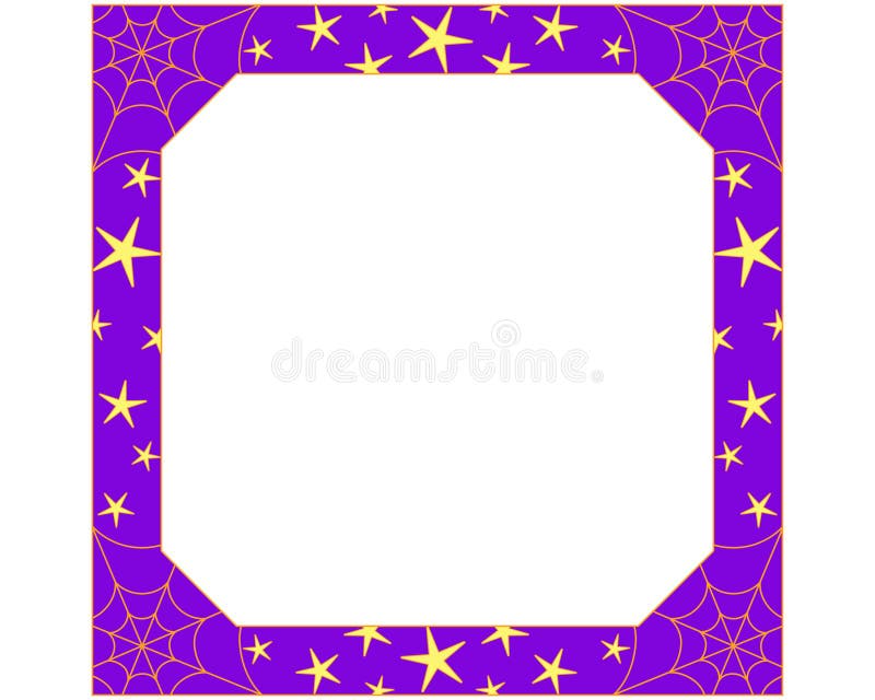 Square Halloween Frame with Spider Web and Stars in Purple and Orange ...