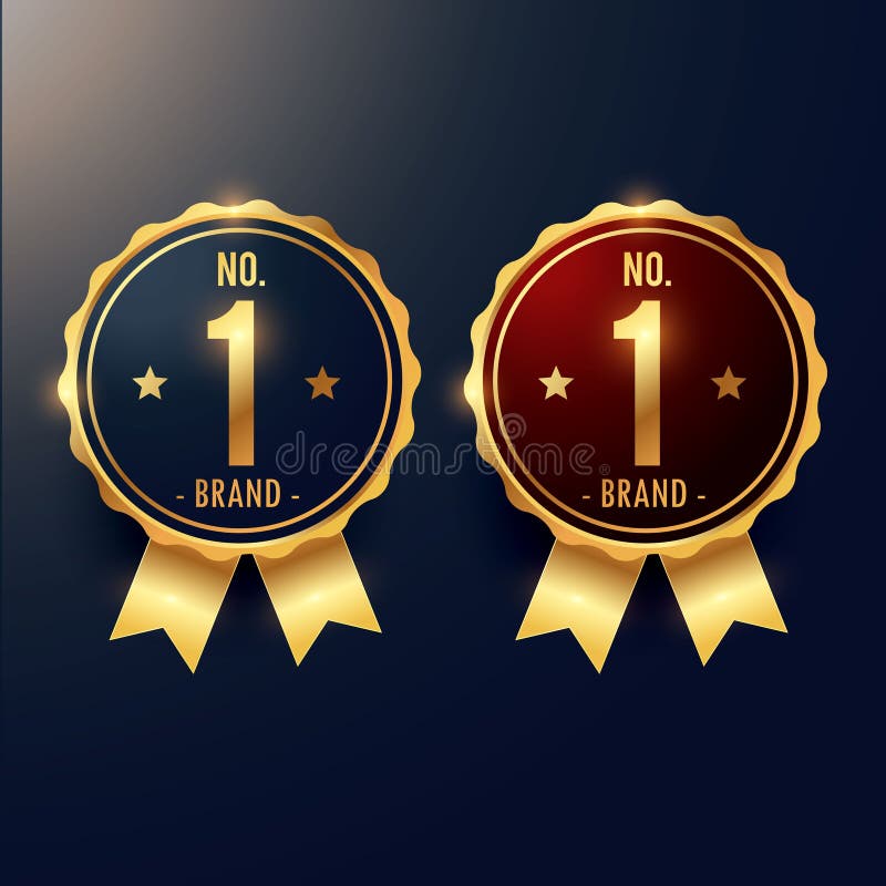 Number 1 Brand Golden Label and Badge in Two Colors Stock Vector ...