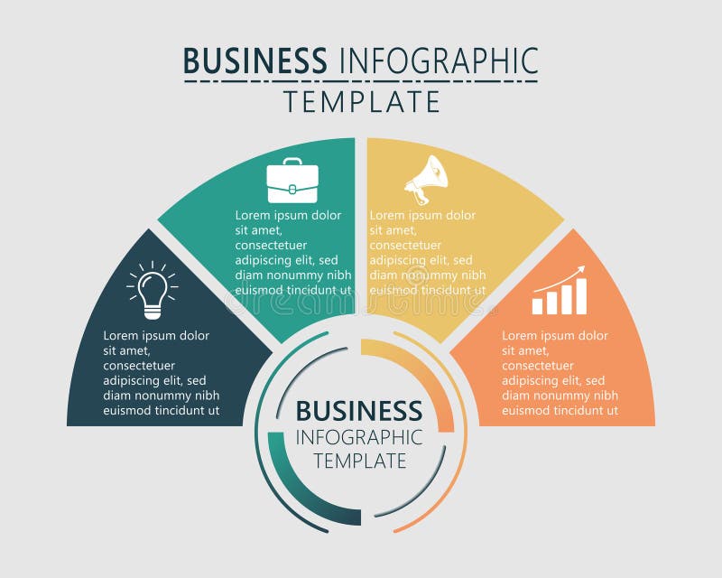 Business Infographic Template, Six Steps Three Quarters Circle Diagram ...