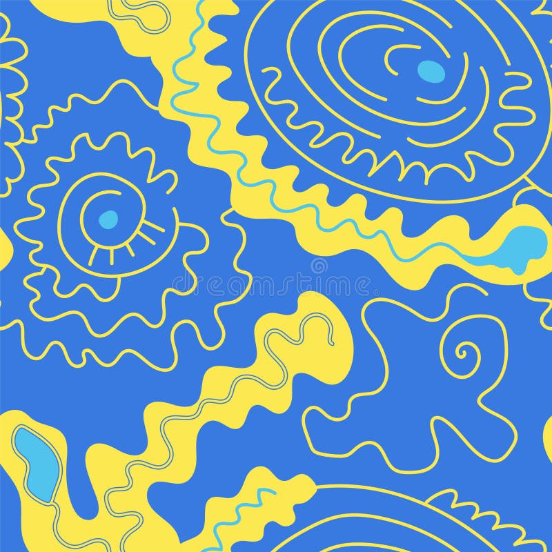 Vector Surreal Colorful Seamless Srtwork with Wave Hand Drawn Patterns for Print Fabric, Textile ...