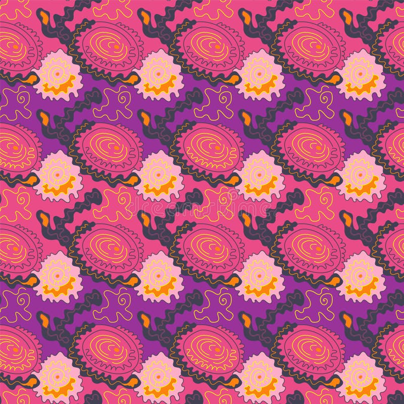 Vector Surreal Colorful Seamless Srtwork with Wave Hand Drawn Patterns ...