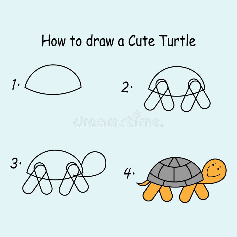 Drawing Tutorial a Turtle. Step by Step Repeats the Picture. Drawing ...