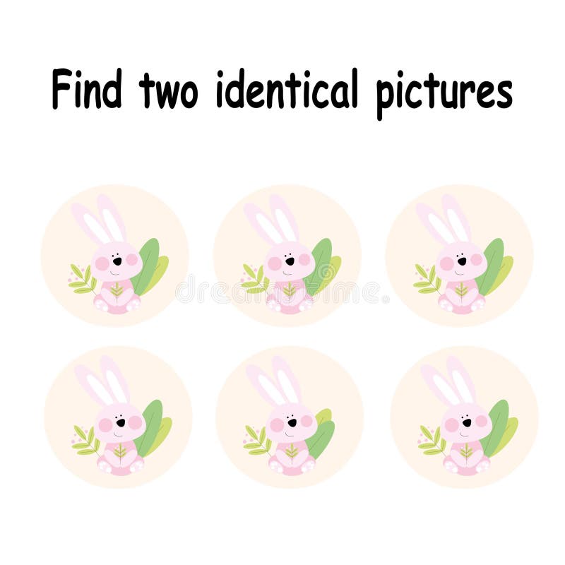 Find Two Identical Pictures. Educational Game for Children.Vector. Cute ...