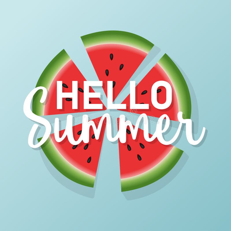 Watermelon. Hello Summer Inscription on a Watermelon Background. Vector ...