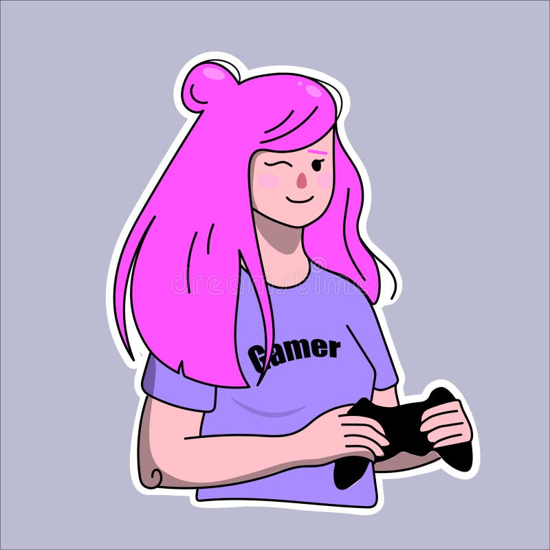 Gamer Girl Pink Stock Illustrations – 496 Gamer Girl Pink Stock ...