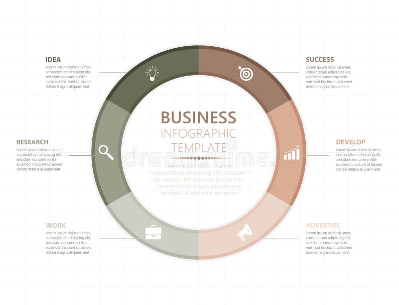 Six Steps Work Process Circle Business Infographic Template Stock ...