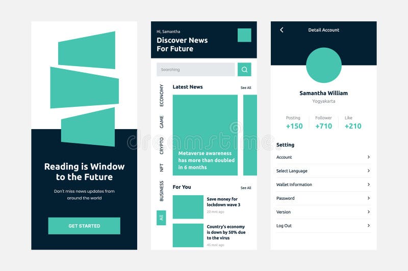 News Portal App UI Design stock vector. Illustration of digital - 281255939