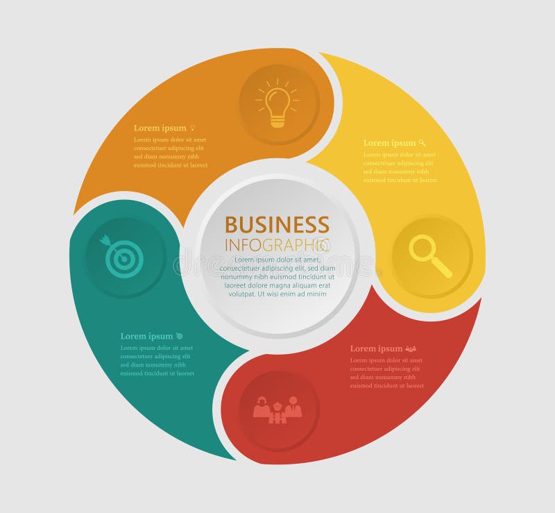 Business Infographic Four Steps Workflow Circles Diagram Template Stock ...