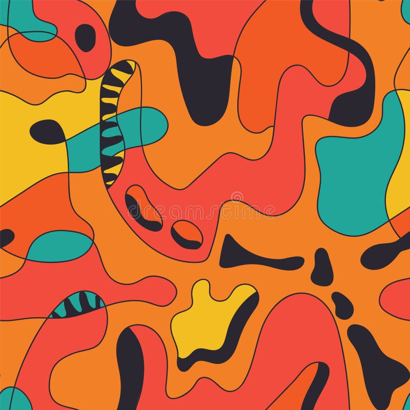 Abstract Surreal Seamless Colorful Artwork with Hand Drawn Patterns ...