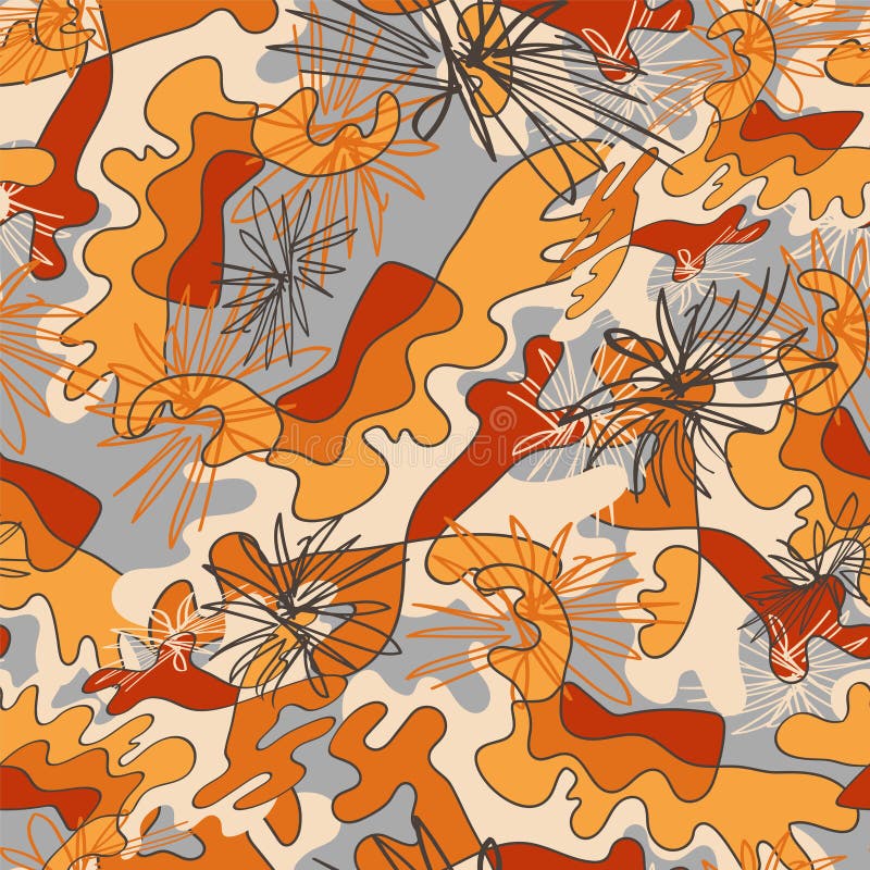 Abstract Surreal Seamless Colorful Artwork with Hand Drawn Patterns ...