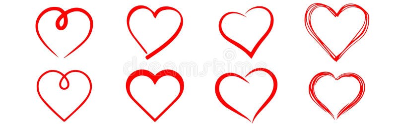 Horizontal Set for Heart Beat Hearts. Ink Brush Heartbeat Heart. Hearts ...