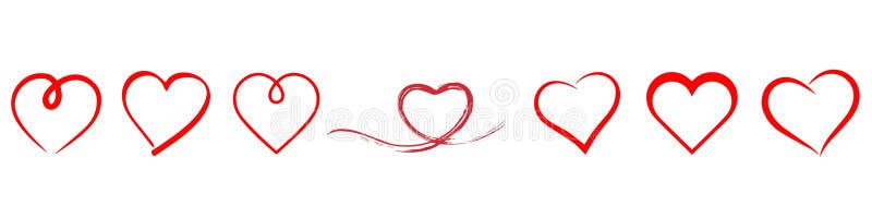 Horizontal Set for Heart Beat Hearts. Ink Brush Heartbeat Heart. Hearts ...