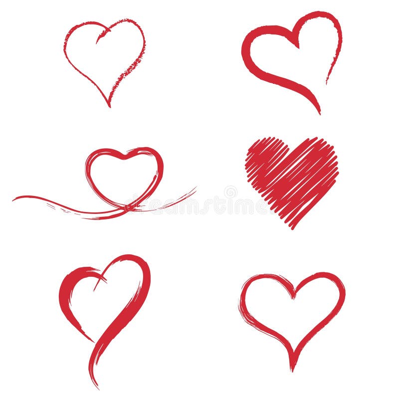 Horizontal Set for Heart Beat Hearts. Ink Brush Heartbeat Heart. Hearts ...