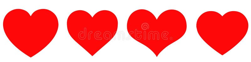 Horizontal Set for Red Hearts. Ink Brush Heart. Hearts Symbols. Heart ...