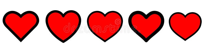 Horizontal Set for Heart Beat Hearts. Ink Brush Heartbeat Heart. Hearts ...