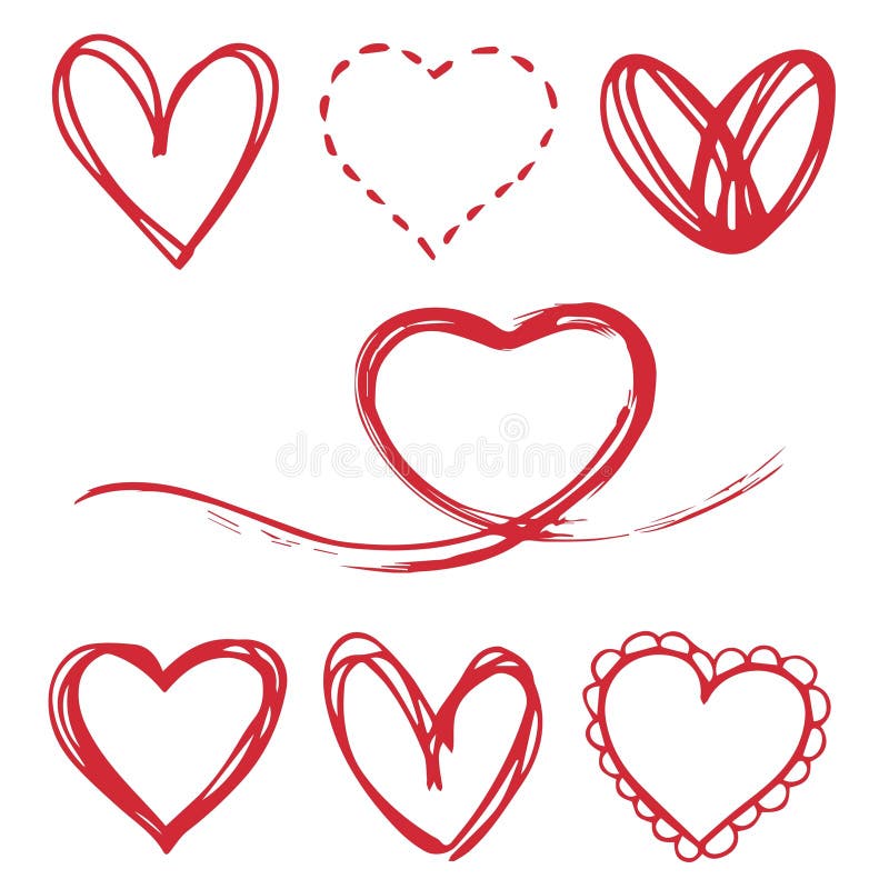 Horizontal Set for Heart Beat Hearts. Ink Brush Heartbeat Heart. Hearts ...