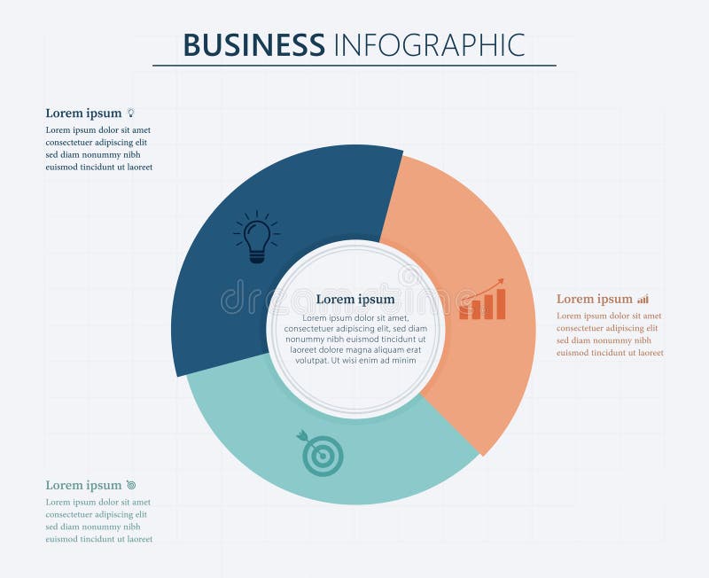 Three Steps Work Process Circle Business Infographic Template Stock ...