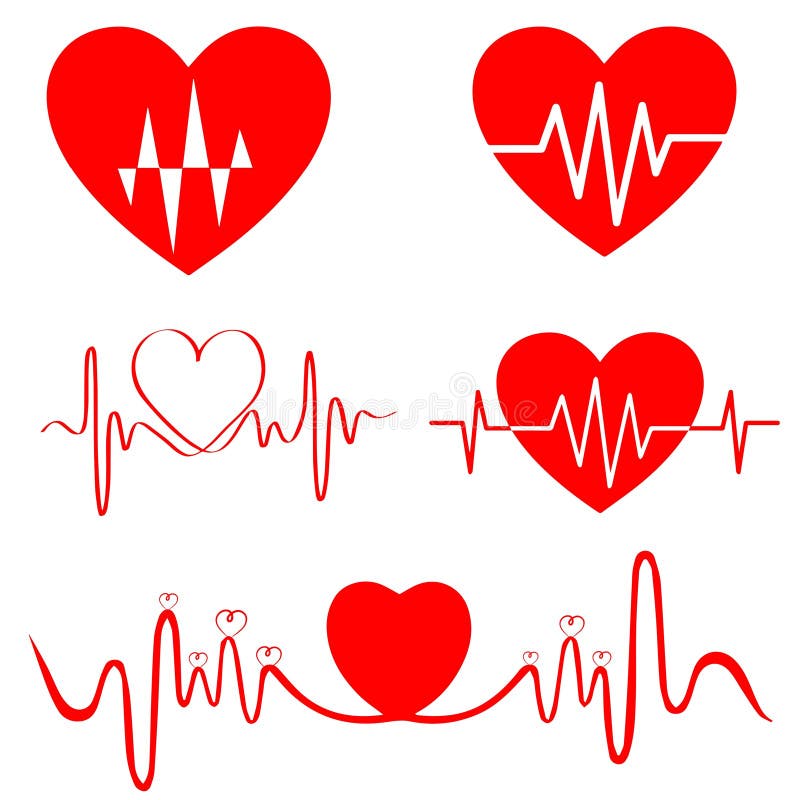 Horizontal Set for Heart Beat Hearts. Ink Brush Heartbeat Heart. Hearts ...