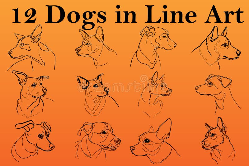Dog head draw in line art stock vector. Illustration of animal - 281814757