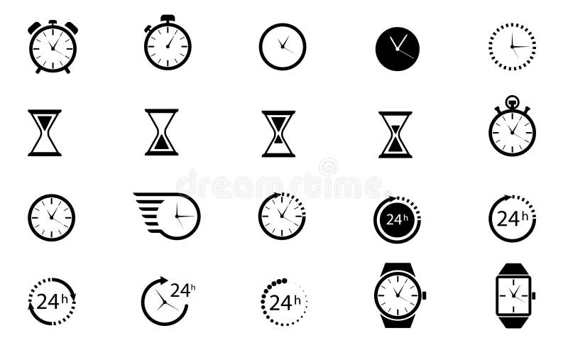 Vector Black Time, Clock Icon Isolated on White. Stock Vector ...