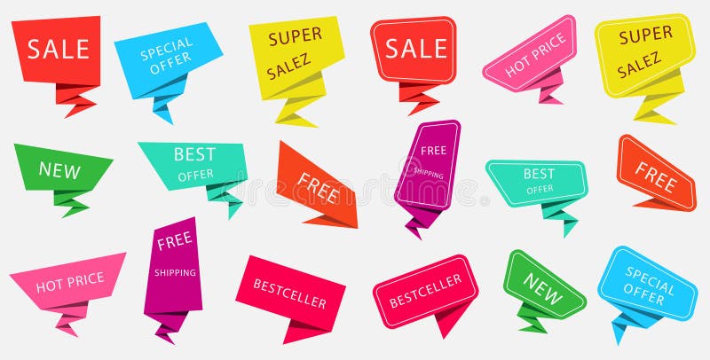 Set of Paper Banners.Vector Origami Banners Stock Vector - Illustration ...