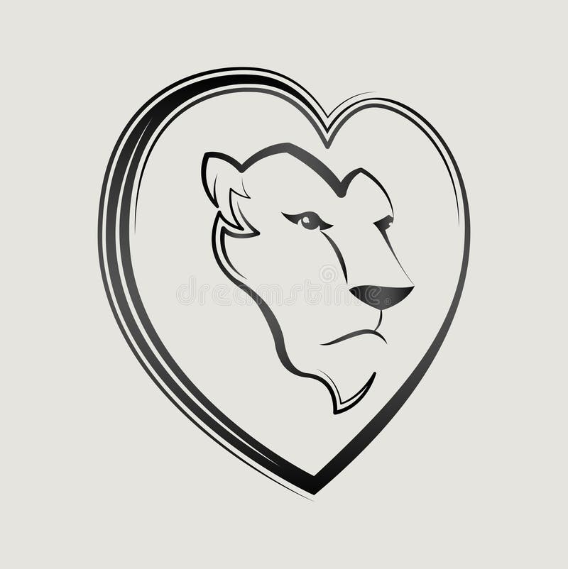 Lion Heart Shape Head Icon Emblem Design Stock Vector - Illustration of ...
