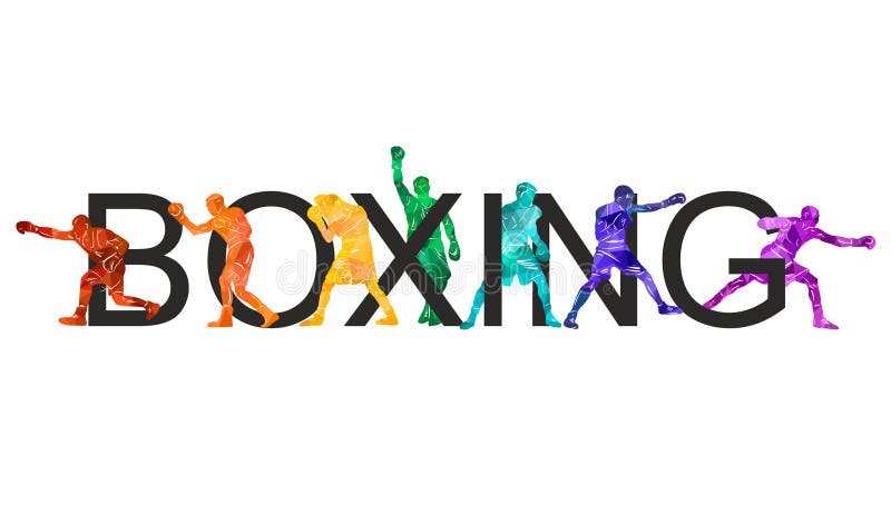 Colorful Vector Boxing Illustration. Bright Silhouettes of Boxers Men ...