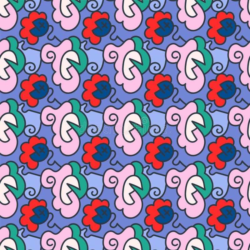 Unusual Seamless Artwork with Creative Flower Pattern Stock Vector ...