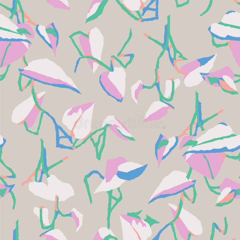 Vector Contemporary Art Leaf Illustration Seamless Repeat Pattern Stock ...