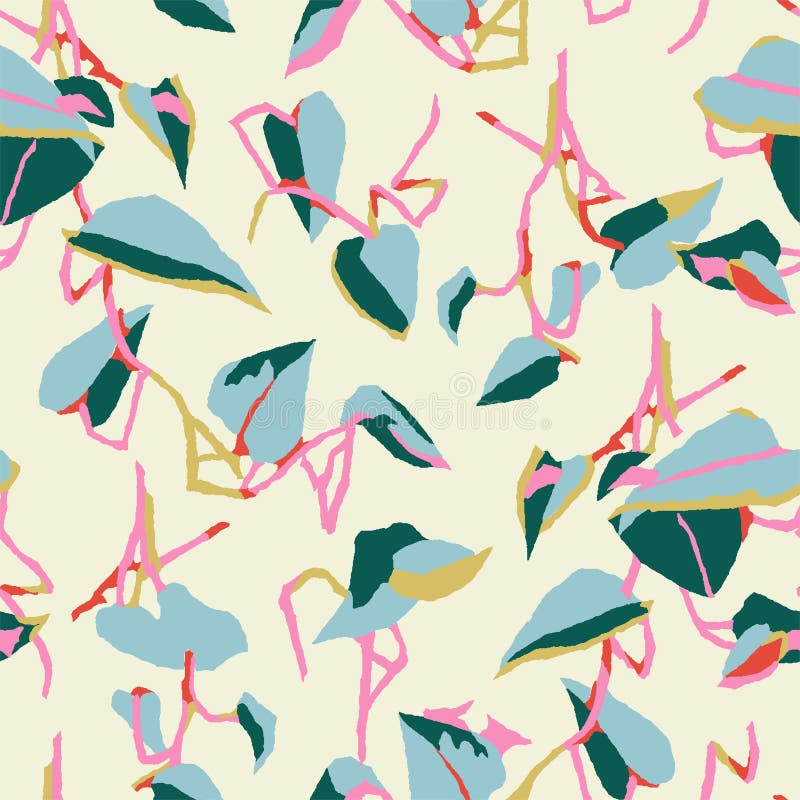 Vector Contemporary Art Leaf Illustration Seamless Repeat Pattern Stock ...