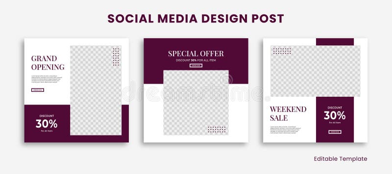 Set of Editable Template Social Media Design Instagram Post Rectangular ...