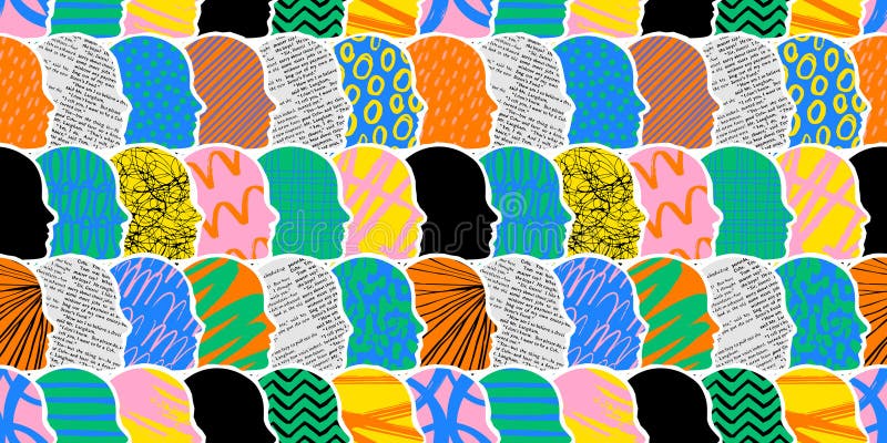 Colorful Diverse People Crowd Abstract Art Seamless Pattern Stock ...