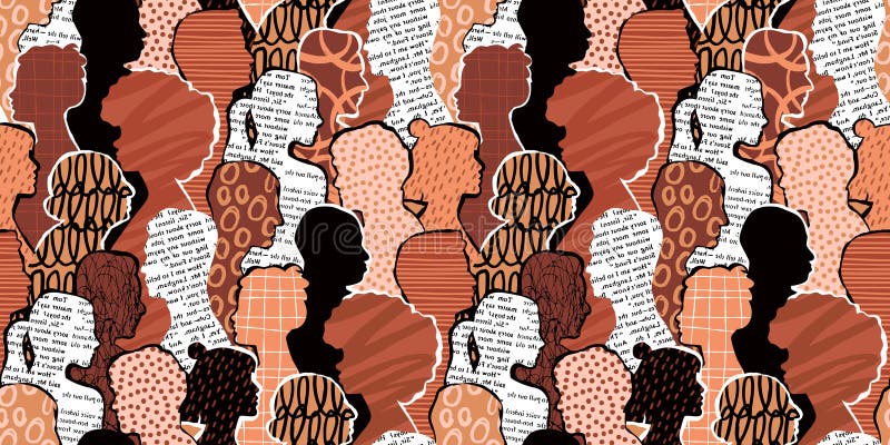 Colorful Diverse People Crowd Abstract Art Seamless Pattern Stock ...