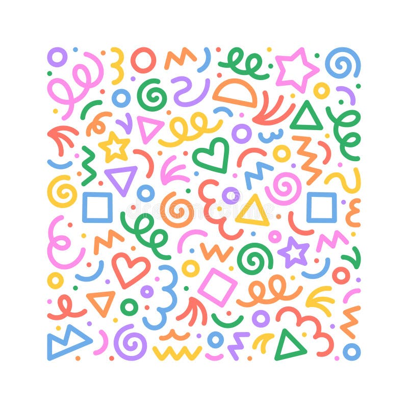 Fun Colorful Abstract Line Doodle Square Shape Stock Vector ...