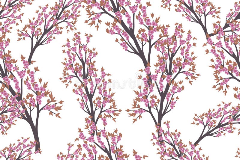 Floral pink tree pattern stock vector. Illustration of pink - 283052191