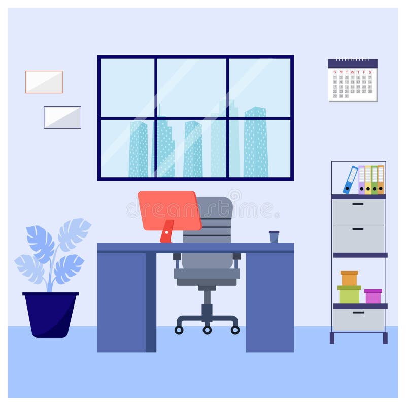 Vector Illustration Artwork View of the Office Cabin from an Employee S ...