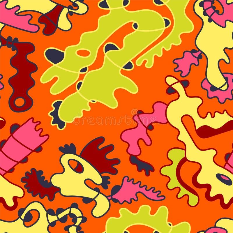 Abstract Surreal Seamless Pattern with Colorful Strange Elements Stock ...