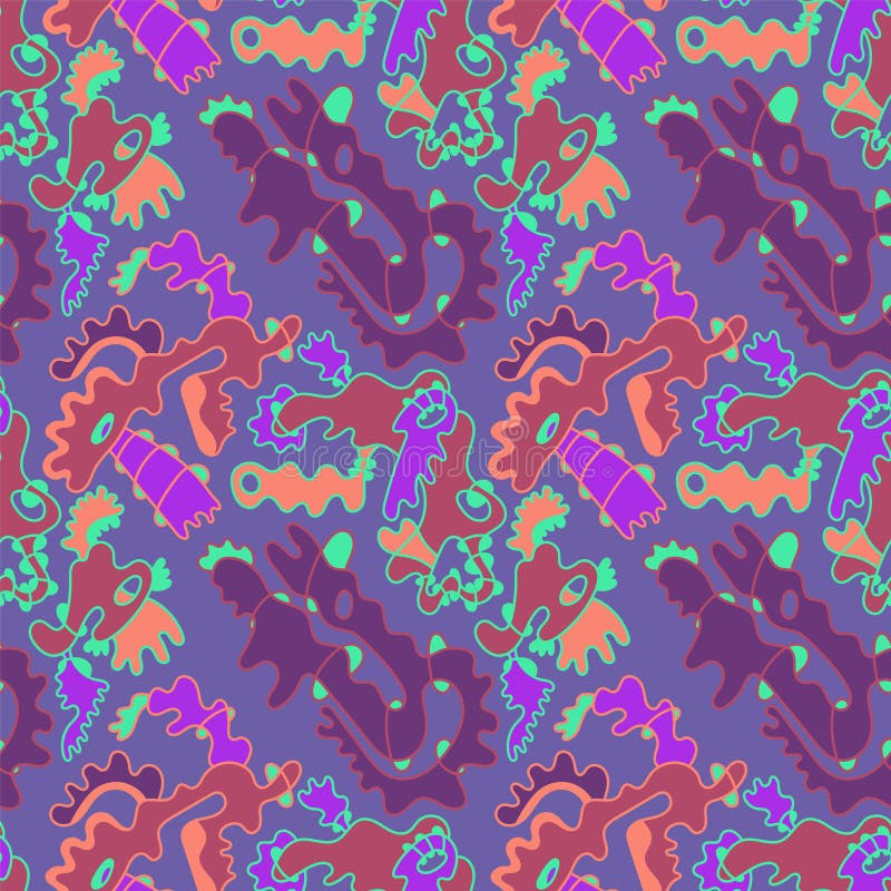 Abstract Surreal Seamless Pattern with Colorful Strange Elements Stock ...