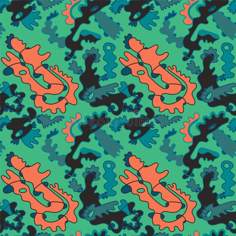 Abstract Surreal Seamless Colorful Pattern with Wave Shapes Stock ...